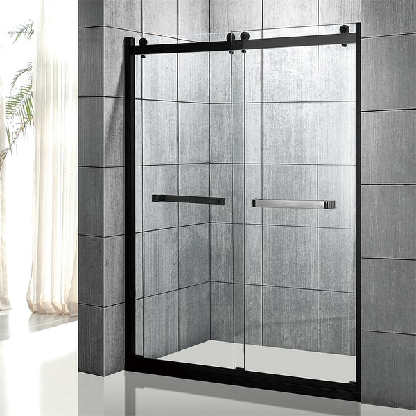Frameless Double Sliding Shower Doors w/ 3/8" Clear Tempered Glass - Bed Bath & Beyond - 38300145
